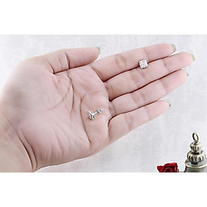 Dazzlingrock Collection 0.20 Carat Round White Diamond Cushion Cluster Stud Earrings in 925 Sterling Silver in Screw Back