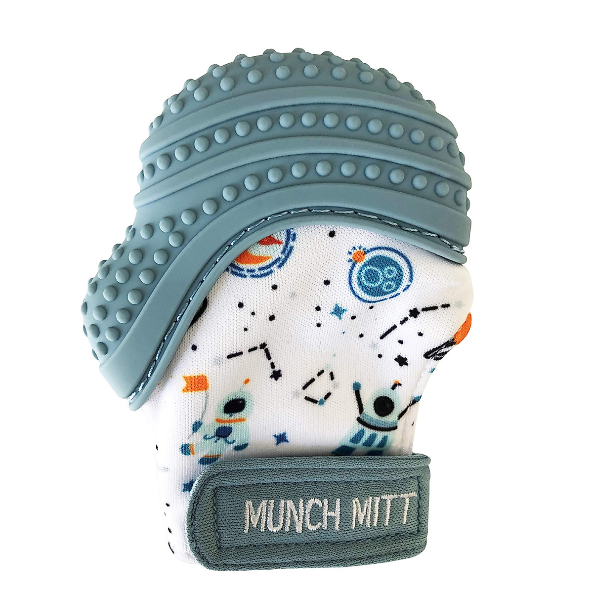 Malarkey Kids Munch Mitt 3-Pack | Baby Teething Mitten Protects Hands from Chewing & Saliva, Heals Aching Gums for Babies (Night Forest, Spring Flower, Outer Space) )