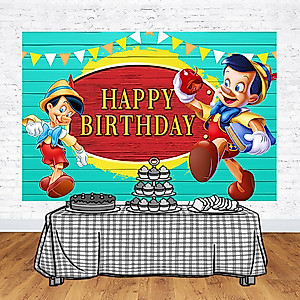Pinocchio Backdrop for Birthday Party Supplies Wood Photo Backgrounds Pinocchio Birthday Theme Baby Shower Banner 59x38in