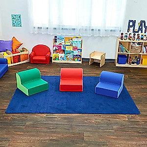Children's Factory Library Trio, Set-3 Kids Chairs, Red-Blue-Green, CF322-388, Toddler Flexible Seating Classroom Furniture for Preschool or Daycare