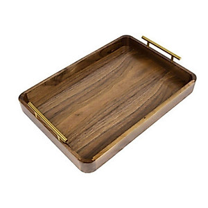 Generic Round Black Walnut Wood Serving Tray, Medium+Large
