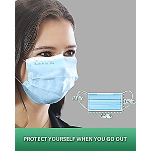 FriCARE Made in USA ECOGUARD Adult ASTM Level 3 Disposable Face Masks, 3 Ply Protection Breathable 50 Pack Elastic Earloop
