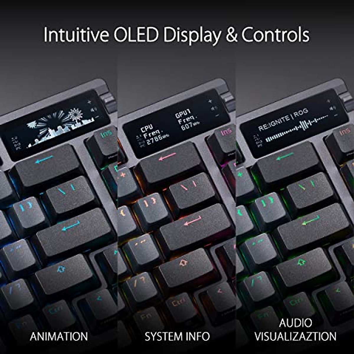 ASUS ROG Azoth 75% Wireless DIY Custom Gaming Keyboard, OLED Display, Gasket-Mount & ROG Chakram X Origin Gaming Mouse, Tri-Mode connectivity (2.4GHz RF, Bluetooth, Wired)