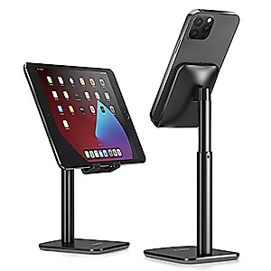 Nulaxy Phone Stand, Height Angle Adjustable Cell Phone Stand, Phone Holder for Desk Compatible with iPhone12 Mini 11 Pro Xs Xs Max Xr X 8 7 6 6s Plus, All Smartphones (4-8 inches) - Black