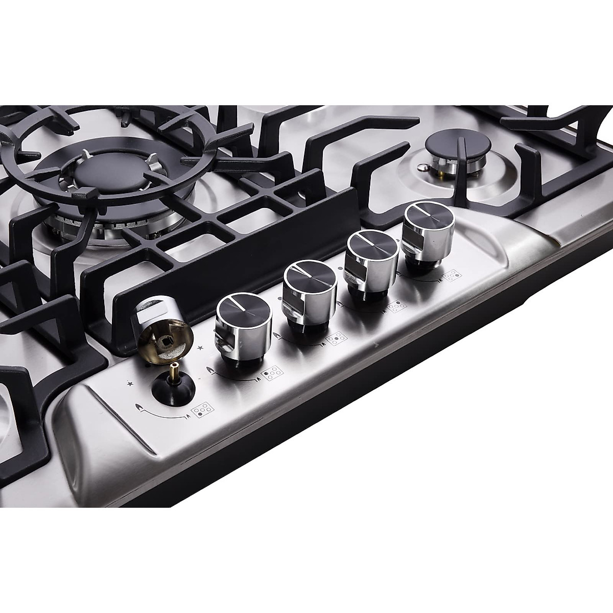 30 Inch Gas Cooktop, Stainless Steel Built-in 5 Burners Gas Stovetop LPG/NG Convertible Gas Stove Top Dual Fuel Gas Hob DM5722