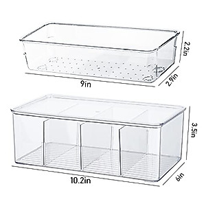 ZHOMA 14 Pcs Desk Drawer Organizer Trays with cover / 4 differentSize Bathroom Drawer Tray Dividers Plastic Vanity Organizers Storage Bins for Makeup Dresser Kitchen Office