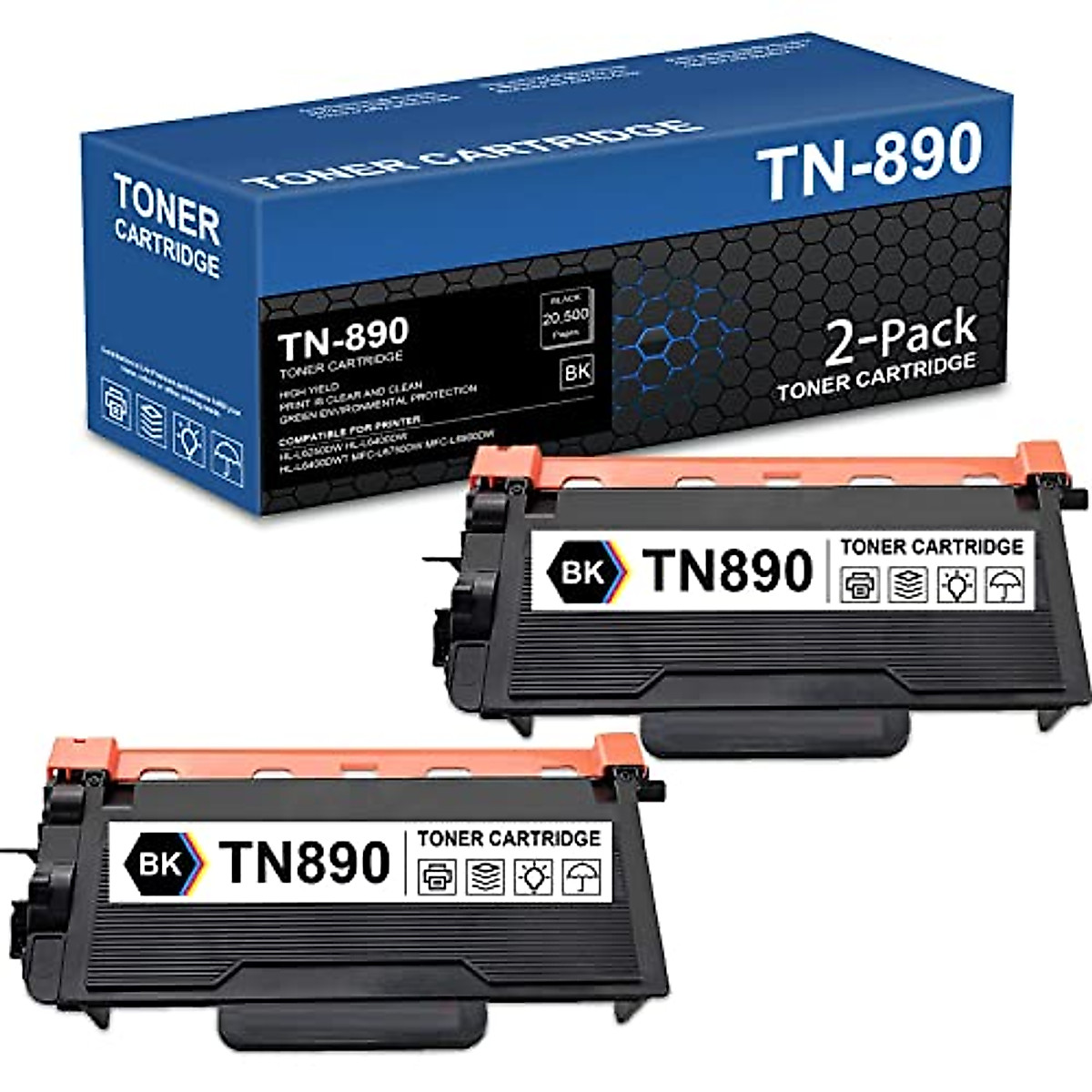 NUCALA TN-890 High-Yield Compatible TN 890 TN890 Toner Cartridge Replacement for Brother MFC-L6750DW MFC-L6900DW HL-L6250DW HL-L6400DW HL-L6400DWT Printer Toner (2-Pack, Black)