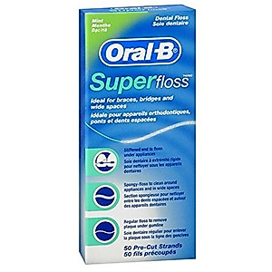 Oral-B Super Floss Mint Dental Floss Pre-Cut Strands 50 ea (Pack of 18)