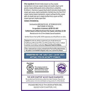 New Chapter Men's Multivitamin 50 plus for Brain, Heart, Digestive, Prostate & Immune Support with 20+ Nutrients + Astaxanthin - Every Man's One Daily 55+, Gentle on The Stomach - 72 ct