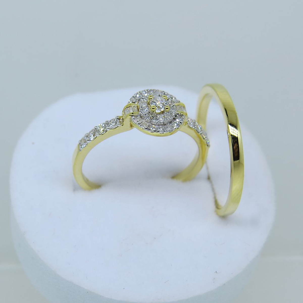 Dazzlingrock Collection 0.45 Carat (ctw) 14K White Diamond Ladies Bridal Engagement Ring Set 1/2 CT, Yellow Gold, Size 7.5