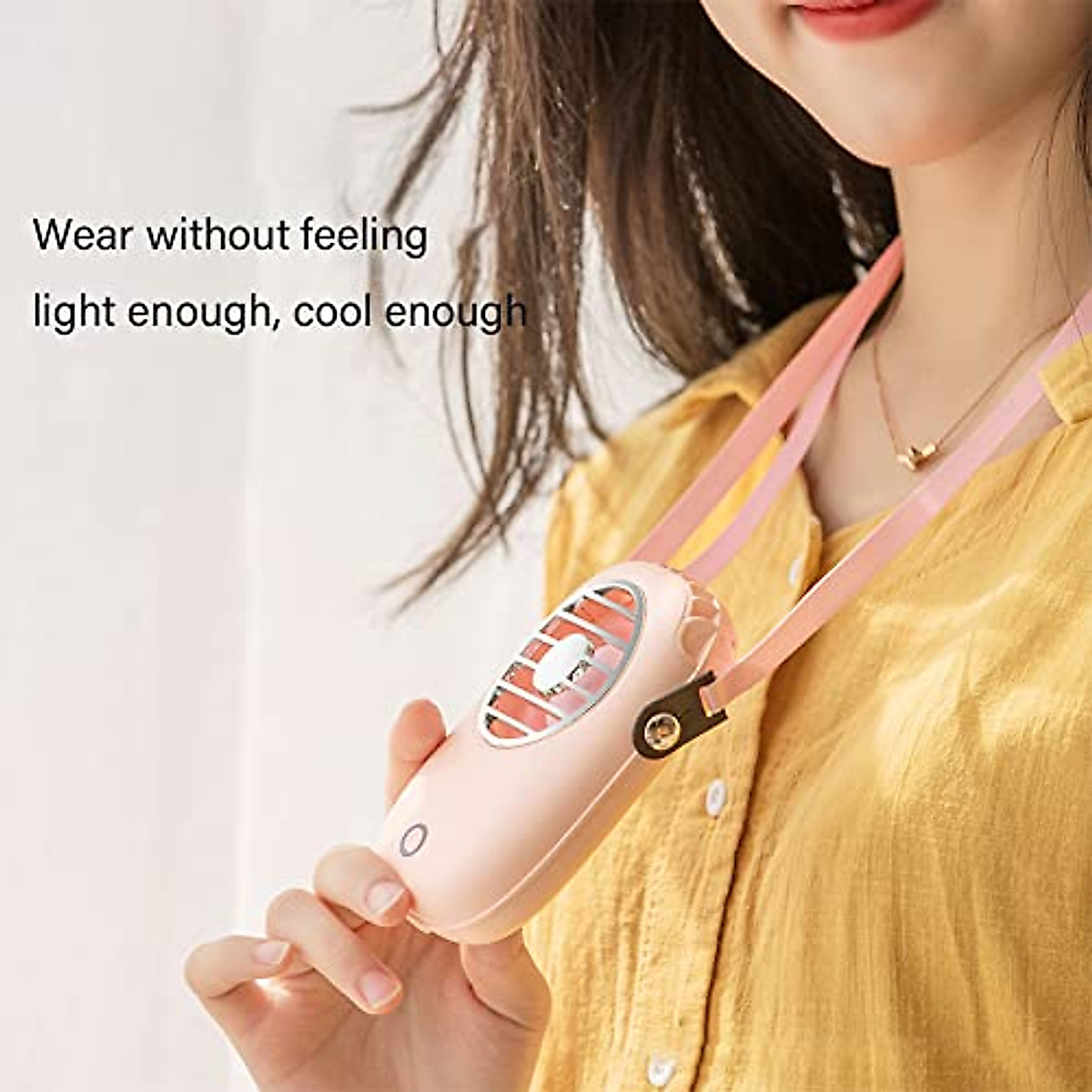 Mini Portable Fan Mini Hanging Neck Fan Quiet Personal Fan Handheld Fan for Home Office or Travel(Pink)