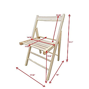 CIATRE Set of 2 Comfy Solid Wood Folding Chairs with Slatted Seat and Open Back - Fully Assembled for Indoor/Outdoor Events (Natural)