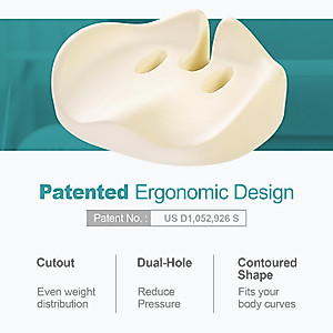 Foamula Seat Cushion for Office Chair, Memory Foam Sciatica Pain Relief Pillow, Seat Cushion for Hip, Tailbone, Coccyx Pain, Desk Chair Cushion for Office, Home Chair, Gaming Chair, Car, Wheelchair