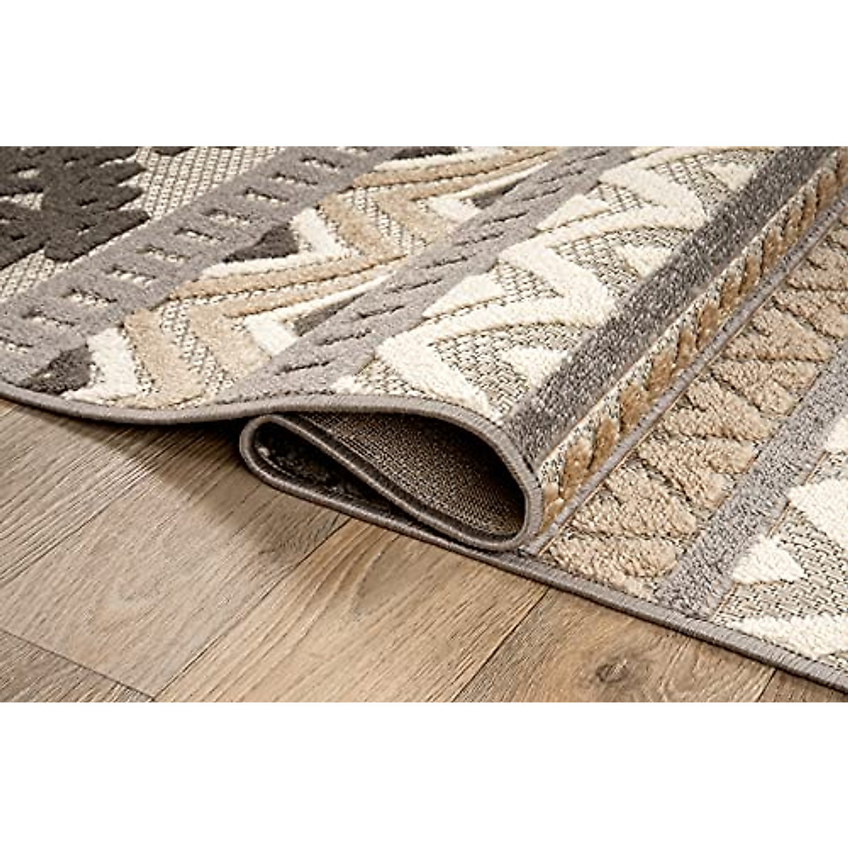 Rugshop Contemporary Geometric Bohemian Indoor/Outdoor Area Rug 5' x 7' Gray
