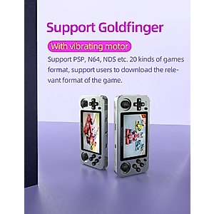 MJKJ RG351M Handheld Game Console , Aluminum Alloy Shell 64G TF Card 2500 Classic Games Support WiFi Function Open Source System RK3326 Chip 3.5 Inch IPS Screen (Gray)