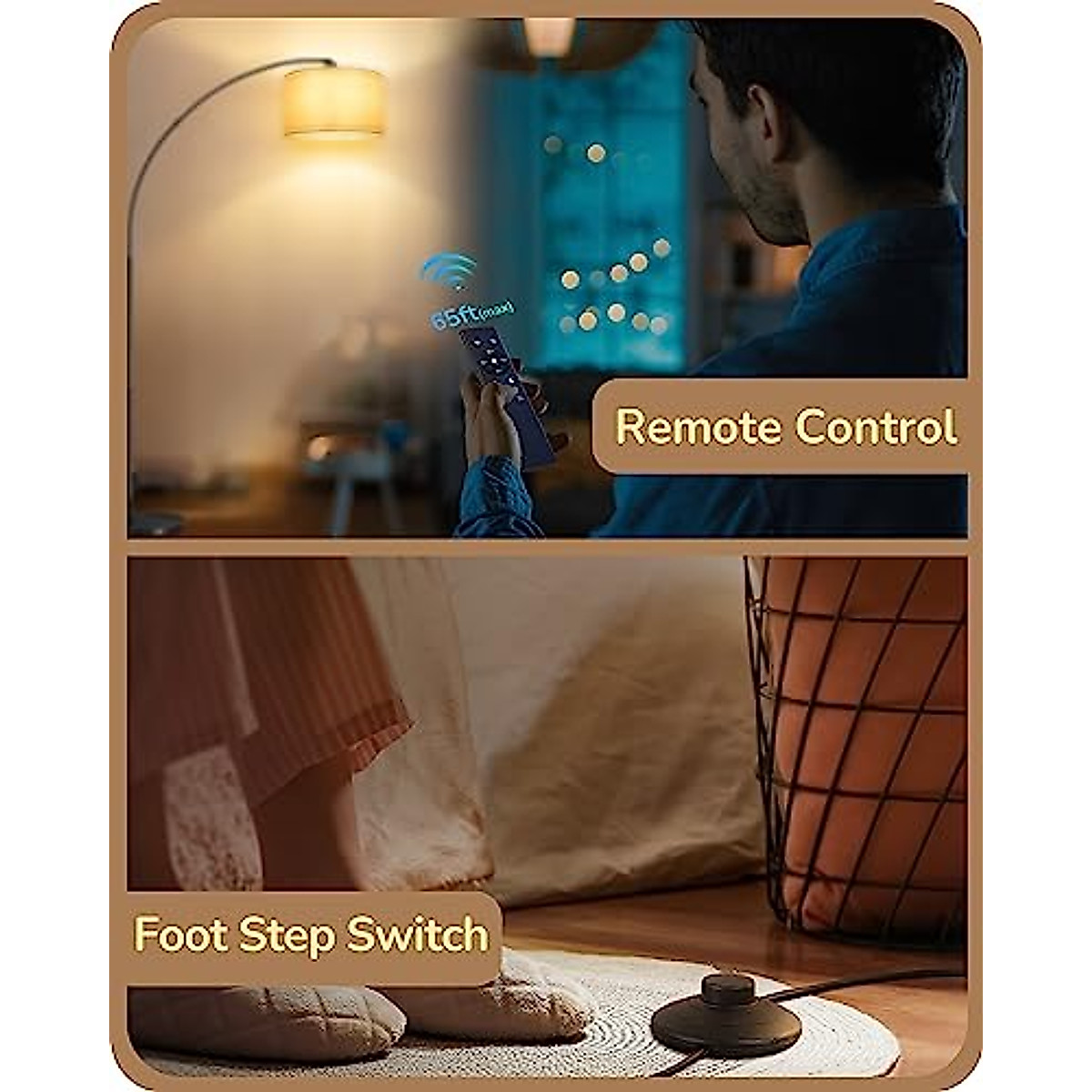 EDISHINE Arc Floor Lamp with Remote Control, Modern Floor Lamp with 5 Color Temperature & Dimmable Bulb, Metal Standing Lamps with Hanging Shade for Living Room, Bedroom, Office, Black