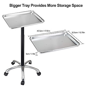 Salon Tray, Salon Tray with Metal Feet, Salon Tray on Wheels Height Adjustable, Hair Color Tray Non-Rusting