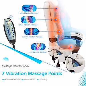 YODOLLA Executive Office Chair with 7 Points Massage&Heat Function, High Back Office Chair w/Footrest Reclining Swivel Home Office Chair, PU Leather Desk Chair, White