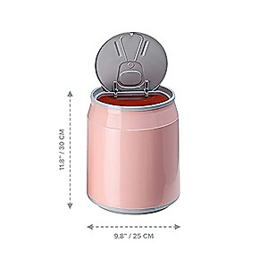 Soda Can Trash Bin - One Press Trash Can with Lid - Waterproof Plastic Garbage Can w/ Removable Top Cover - Kitchen Trash Can - Bathroom Wastebasket 9.8"x11.8" Large Trash Can - 13L/3.4Gal Capacity, Pink