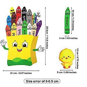 31 Pieces Colorful Crayons Cutouts Bulletin Board Set Color Poster Pencils Fruit Animal Cutout Stickers Bulletin Board Accent for Educational Preschool Learning Classroom Decor
