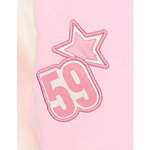 Barbie Little Girls French Terry Varsity Bomber Jacket Pink 4