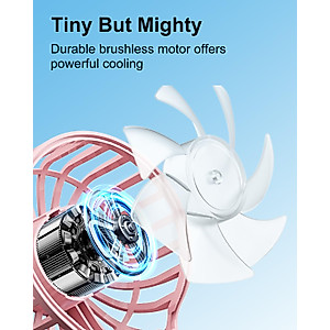 Zuvas Mini Portable Fan Rechargeable Small Handheld Fan 3 Speed Powerful Personal Fan Battery Operated USB Hand Fan for Outdoor Travel Makeup Eyelash Girls Children, Pink