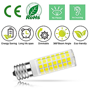 TAIYALOO LED Microwave Light Bulbs Under Hood 60W Equivalent, E17 LED Bulb Dimmable for Range Hood, Refrigerator, 7W 630 Lumens, LED Appliance Light Bulb Over Stove, Daylight White 6000K, 2 Pack