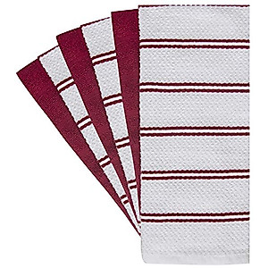 Kitchen Hand Towels 16"x 28" | Red Popcorn Gird Design | Kitchen Towel Set | Soft, Highly Absorbent with Hanging Loop | Natural Ring Spun Cotton Kitchen Towel | Large Tea Towel Set | 380 GSM - 6 Pack