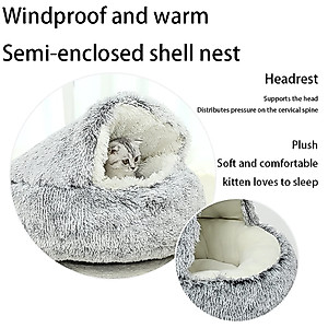 Calming Dog Bed Fluffy Plush Pet Bed Donut Cuddler Nest Warm Soft Plush Dog Cat Cushion with Cozy Sponge Non-Slip Bottom Washable Anti Anxiety Small Medium Dog Bed (Color : Gray, Size : 50