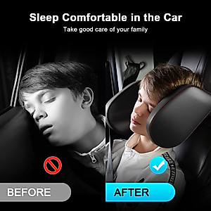 [Extended Edition] Car Headrest Pillow for Kids, Buluby Premium Sleeping Head & Neck Support for Rear Seat Passengers -Beige