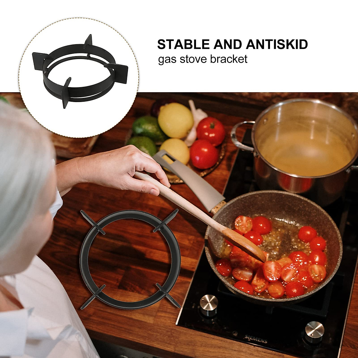 SOLUSTRE Metal Brackets Gas Stove Wok Holder Rack Cast Iron Wok Ring Milk Pot Non- Slip Wok Support for Home Kitchen Cookware Stove E1 Metal Stand