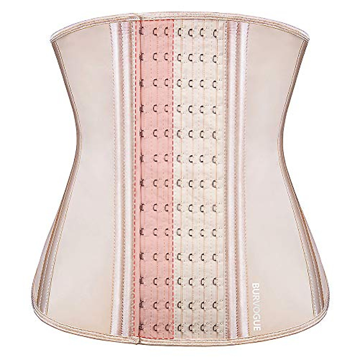 Burvogue Waist Trainer for Weight Loss-Women Trimmer Slimmer Belt Latex Corset Cincher Body Shaper (Beige18-steel Bones&Extension buckle, XXXL(Waist 37.7"-39.5"))