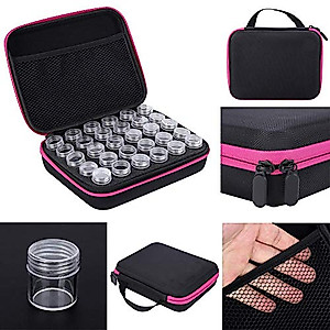Focket Diamond Painting Storage Case,30 Slots Double Seal Embroidery DIY Nail Art Craft Storage Beads Display Storage Box Suitcase Design Jewelry Organizer for Earrings,Essential Oils,etc(Red Rose)