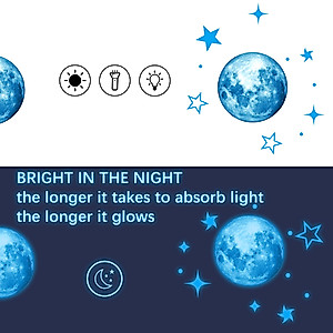 Glow in The Dark Stars for Ceiling, Starry Sky Stars and Moon Wall Decals, Space Solar System Galaxy Planets Wall Decors, Perfect Gifts for Kids Nursery Bedroom Living Room, Birthday Party Christmas