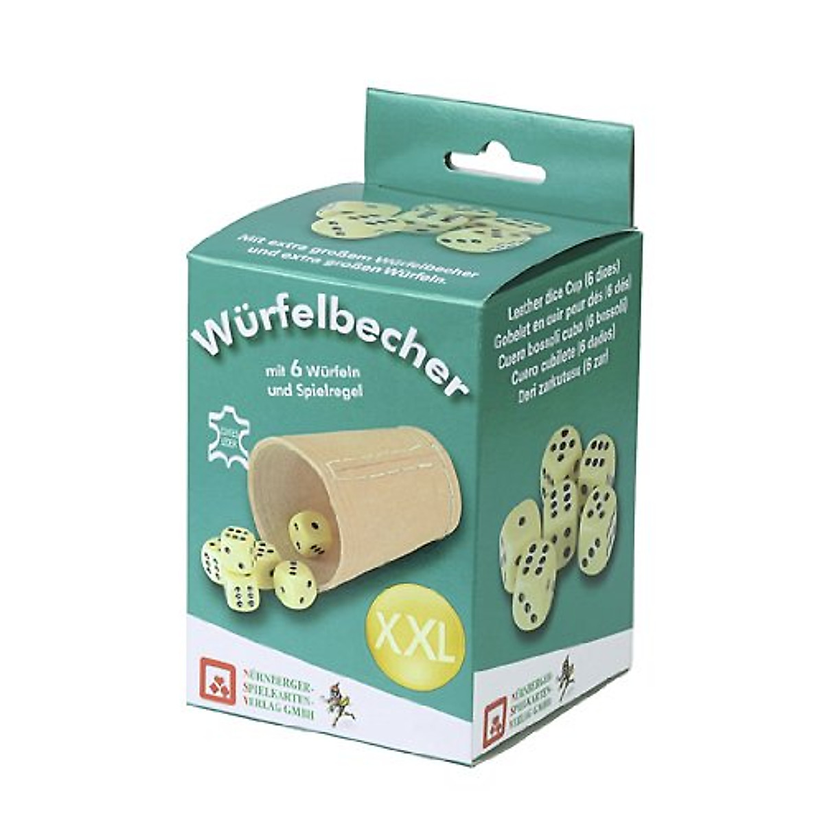 Nürnberger Spielkarten-Verlag GmbH NSV 6021 Dice Cup Leather with 6 Dice and Instructions in Folding Box XXL Dice Game