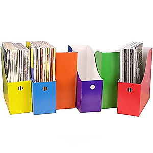 Evelots Magazine File Holder Organizer Box (6, 12, or 24 Pack) Storage for Desk and Shelves Multiple Color Options - Includes Labels for Organization