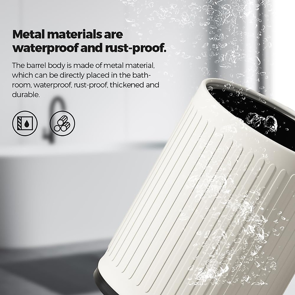 LEASYLIFE 14L/3.7GAL Metal Waste Basket for Bathroom,Office Round wastrbasket,Large Office Trash can,Modern Garbage can for Bedroom,Living Room,Office,Laundry,Restaurant,Hotel