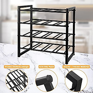 Wine Rack Freestanding 16 Bottle 4 Tier Display Storage Wine Rack for Countertop Cabinet Wine Holder Wine Shelf for Kitchen, Bar, Pantry, Wine Cellar, Basement (Metal)