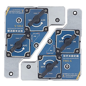 Kadimendium 2Pcs Welding Magnet 2 Switch Welding Holder 90 Degree 28KG Welder Magnetic Holder Angle Support Fixture Welding Clamp