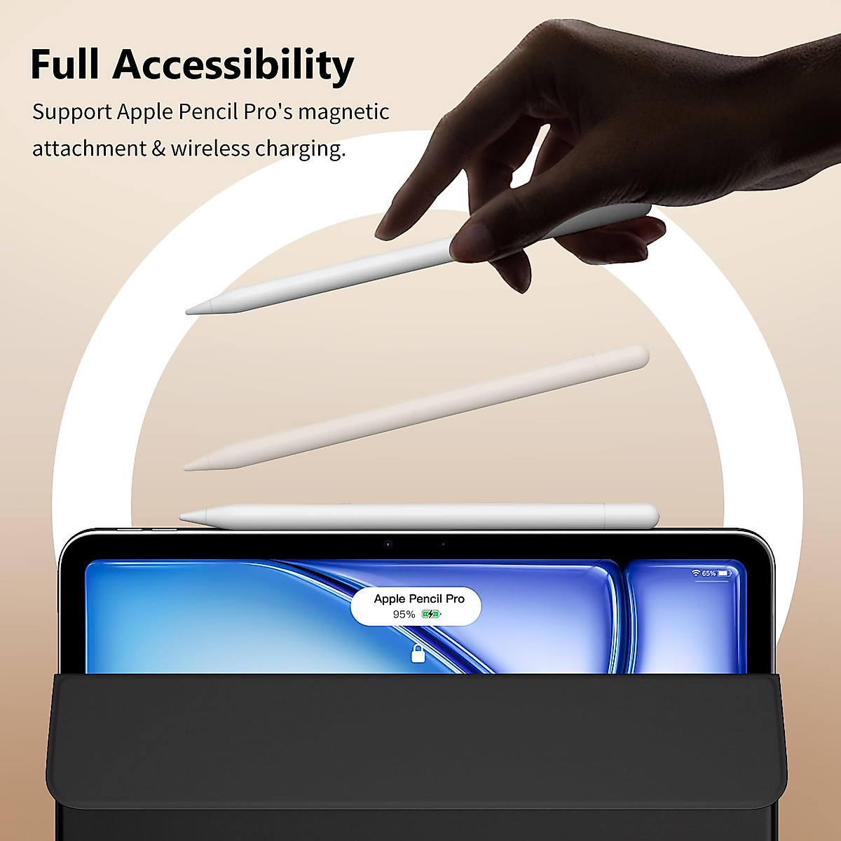 TiMOVO Case for iPad Air 11 Inch M2 Case 2024, iPad Air 6th/5th/4th Generation Case (2024/2022/2020), Strong Magnetic Trifold Stand Cover, Support Apple Pencil Pro/2nd/USB-C - Black