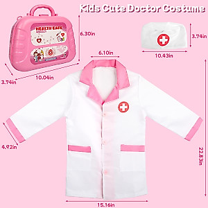 Meland Toy Doctor Kit for Girls - Pretend Play Doctor Set with Carrying Case,Stethoscope Toy & Dress Up Costume - Doctor Play Set for Girls Toddlers Ages 3 4 5 6 Year Old for Role Play Gift