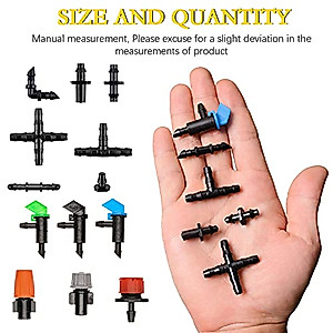 204Pcs Barbed Connectors Irrigation Fittings Kit,Drip Irrigation Barbed Connectors 1/4''Tubing Fittings Kit for Flower Pot Garden Lawn(Straight Barbs,Single Barbs,Tees,Elbows,End Plug,4-Way Coupling)