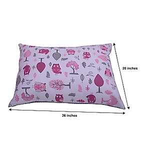 Bacati - Owls Pink/Grey Girls Cotton 3 Pc Full/Queen Comforter Set, Grey/Pink