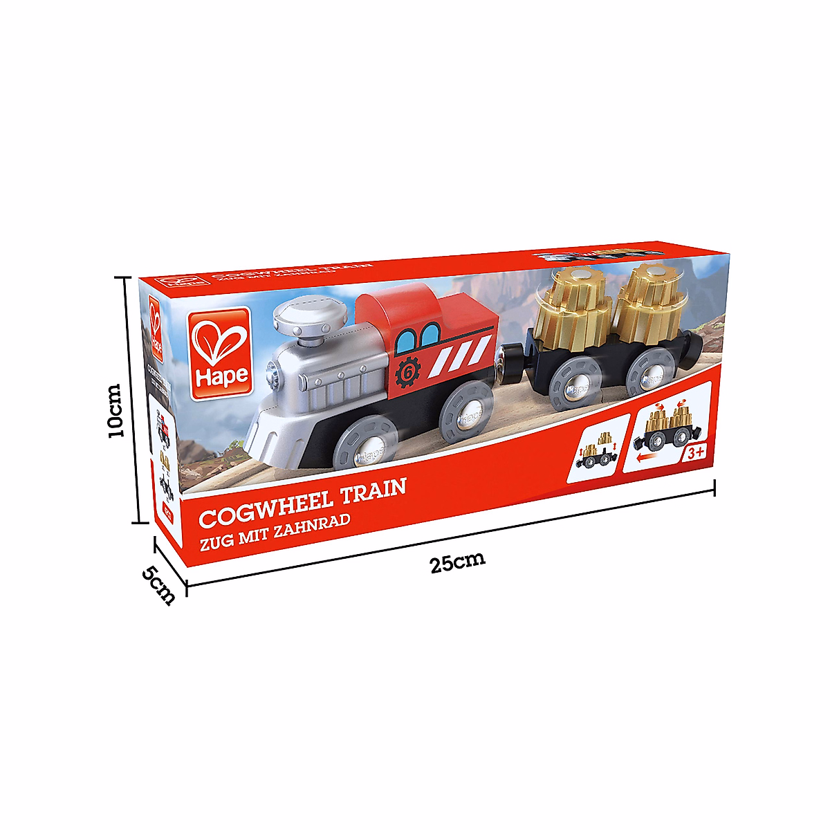 Hape Cogwheel Train| Wooden Railway Cogwheel Engine Toy Train for Kids