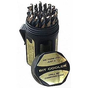 KFD29J-PC KFD 29-Piece High-Speed Steel Jobber Length Drill Bit Set in Plastic Case, Black/Gold Oxide Finish, Round Shank, Spiral Flute, 135 Degrees Split Point, 1/16 to 1/2 Size