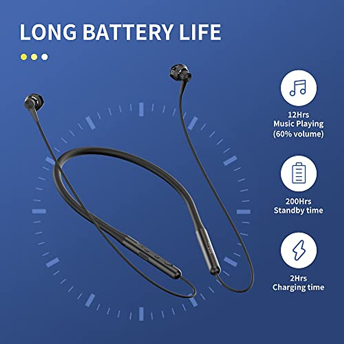 Hrbzo Neckband Wireless Headphones Around The Neck Bluetooth Earbuds Wireless 10 mm Drivers Foldable & Lightweight Build- Black