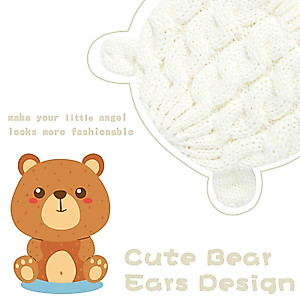 Unisex Baby Toddler Hat and Mitten Set Winter Knitted Thick Warm Beanie Cap Gloves for Infant Boys Girls (White, M (3-6 Months))