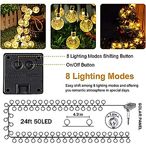 WHEEJE String Lights Solar Garden Lights Outdoor Waterproof 50LED Fairy Lights 8 Mode 7M Solar String Light for Garden Patio Yard Home Christmas for Wedding/Party/Curtain/Garden