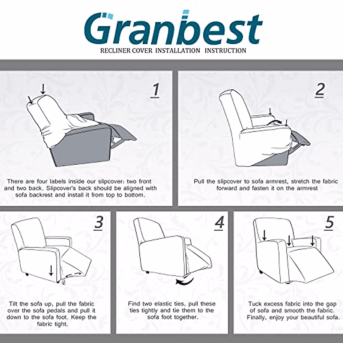 Granbest Velvet Plush Recliner Chair Cover High Stretch Recliner Slipcover Furniture Protector with Pockets(Creamy White)
