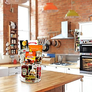 Amolliar 2 Tier 9 Inch Lazy Susan Turntable Organizer for Cabinet,Spice Rack Food Storage Container for Kitchen, Pantry, Fridge, Countertop, Vanity, Bathroom, Spinner Organizer for Spices, Condiments